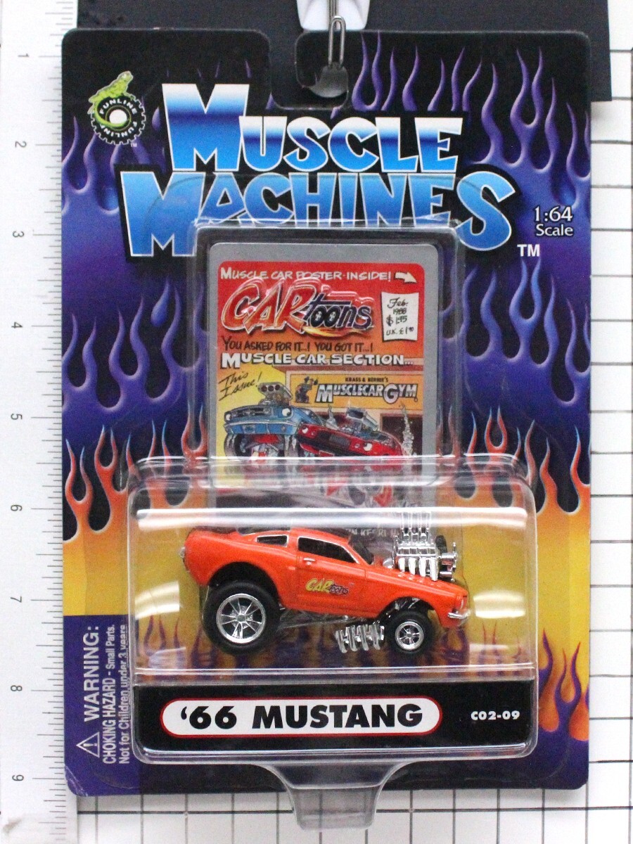 Muscle Machines 2001 CARtoons 1/64, '66 Mustang, orange w/ tampos | eBay