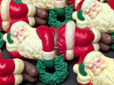 Vtg Plastic Santa Christmas Light Covers Laying on Side w/Wreath Lot of ...