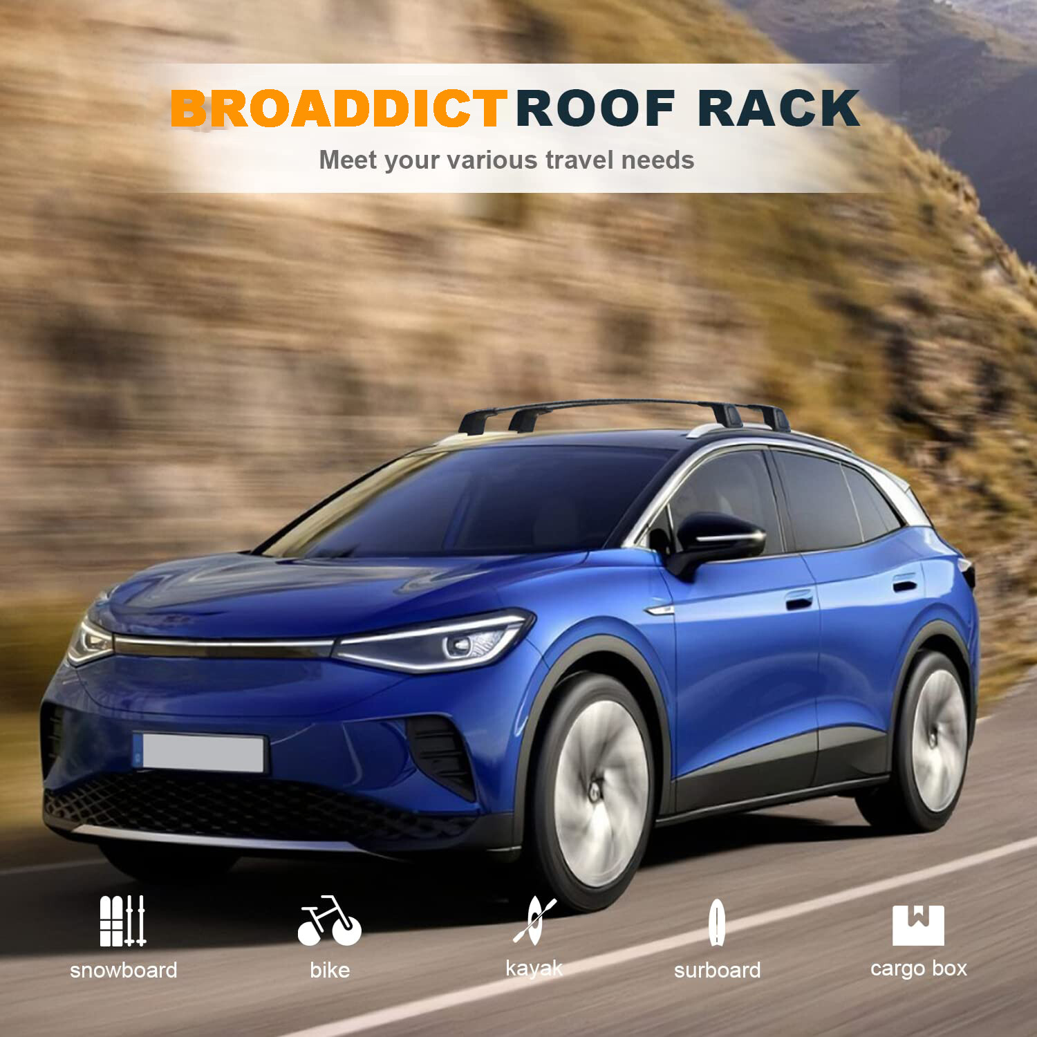 Roof Rack Rail Cross Bar Luggage Carrier Black For Volkswagen Vw Id.4 ...