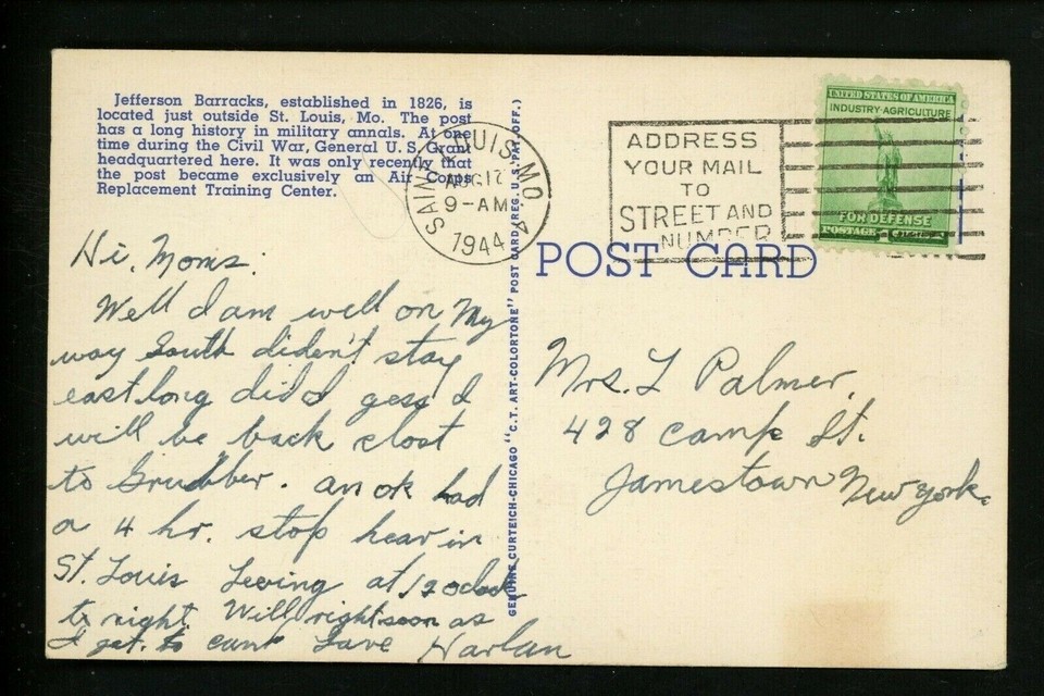 Military Base postcard Officer's Row Jefferson Barracks, Missouri MO ...