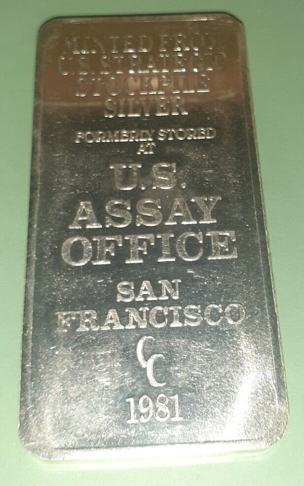 .999 10 Oz U.S. STRATEGIC STOCKPILE SILVER BAR ASSAY OFFICE SAN ...
