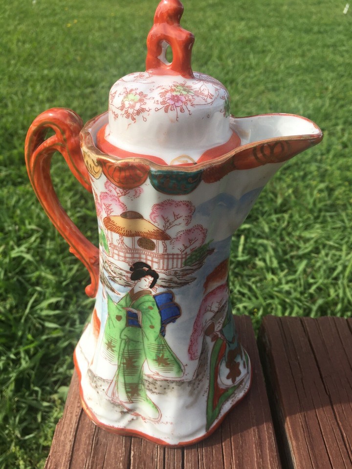Hot Chocolate Asian Hand Painted Pot Orange | eBay