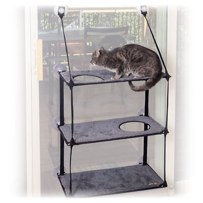 K&H Pet Products EZ Mount Window Kitty Sill Triple Stack Gray 12 X 23 ...