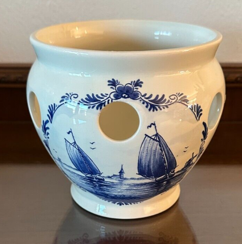 Delft Blue Handwork Crocus Pot Bulb Planter Bowl Holland Windmill ...