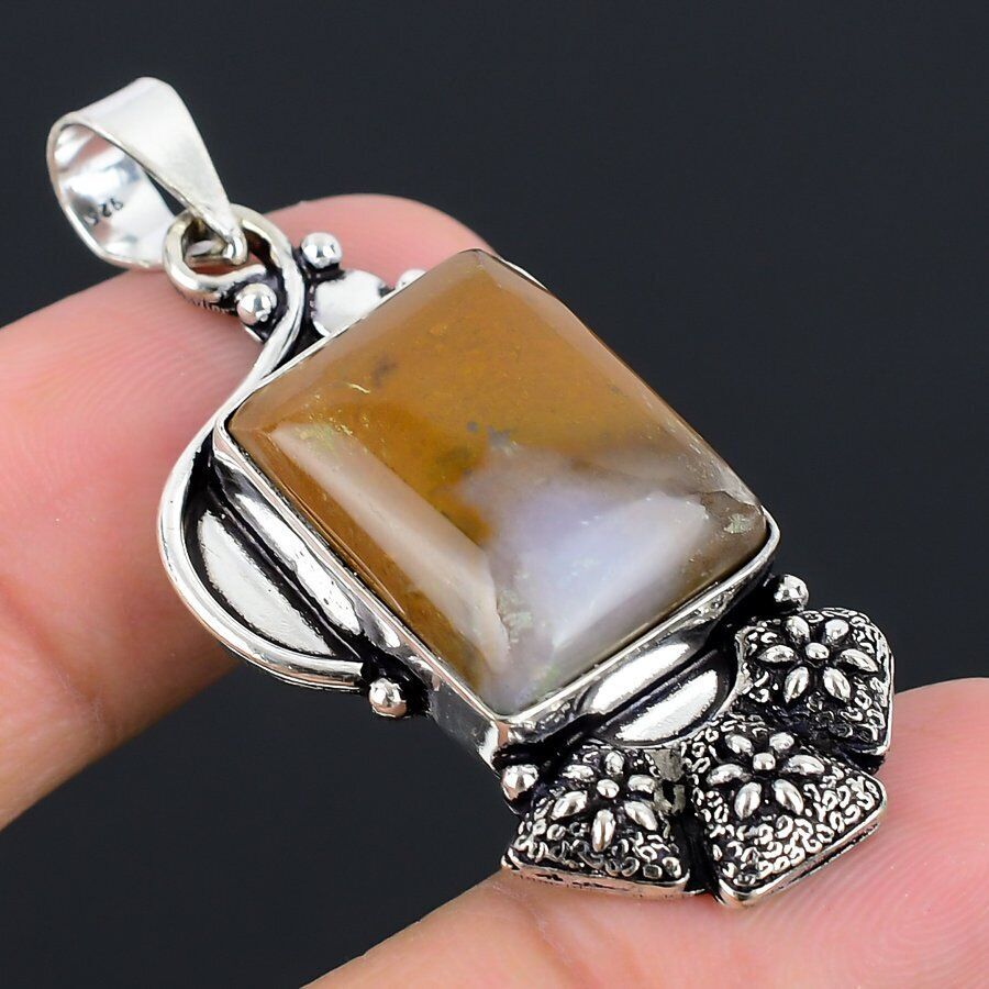 African Moss Gemstone Handmade 925 Sterling Silver Jewelry Pendant 1.97 ...