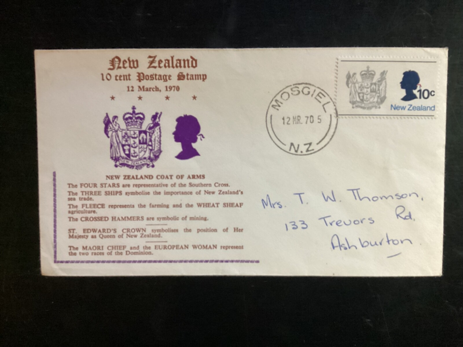 NZ 1970 10c Definitive FDC, Mullon brand, Wellington FDI postmark ...