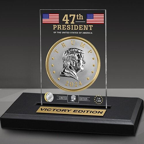 2024 Victory Edition 5oz Trump President Medal Gold Gilded .9999 Silver ...