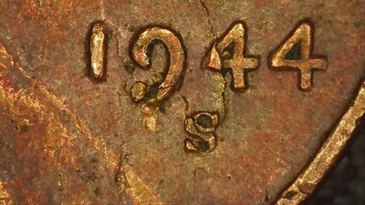1944-S Lincoln Cent – Extra Leaf + Die Crack + Gouge + Delamination ...