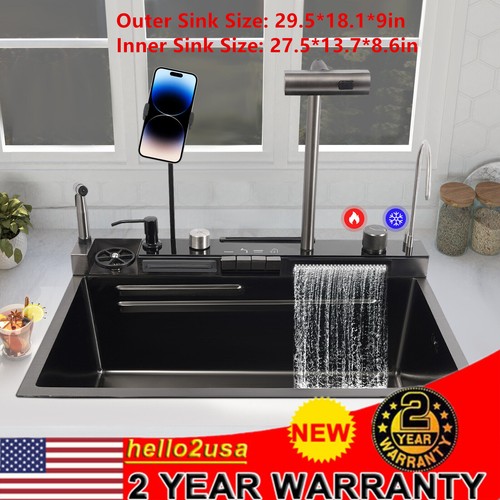 Stainless Steel Single Slot Digital Kitchen Sink Faucet Flying Rain ...