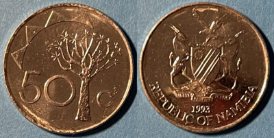 Namibia 1993 50 Cents Tree KM-3 Nickel plated steel BUNC #105 - US ...