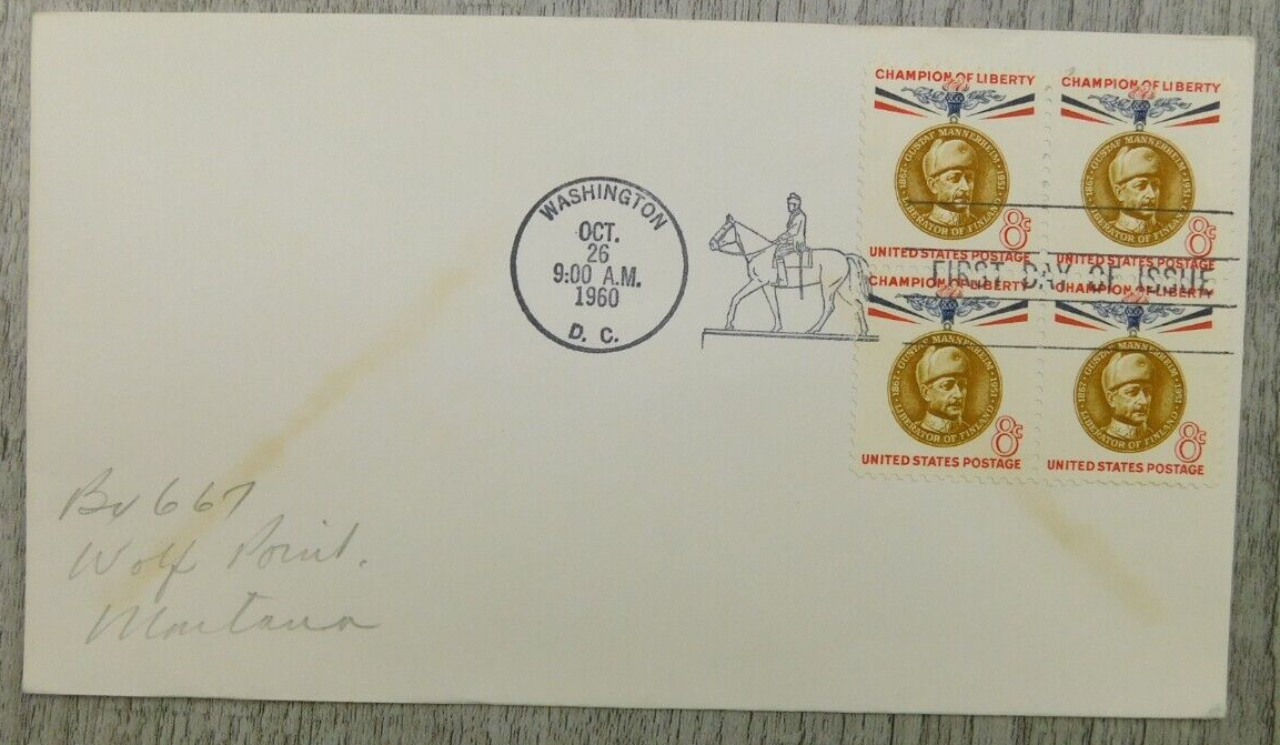 First Day Of Issue Gustaf Mannerheim 1960 Vintage Stamp Posted Envelope ...