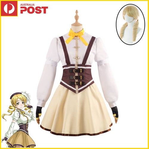Puella Magi Madoka Magica Tomoe Mami Uniform Outfit Dress Suit Cosplay ...