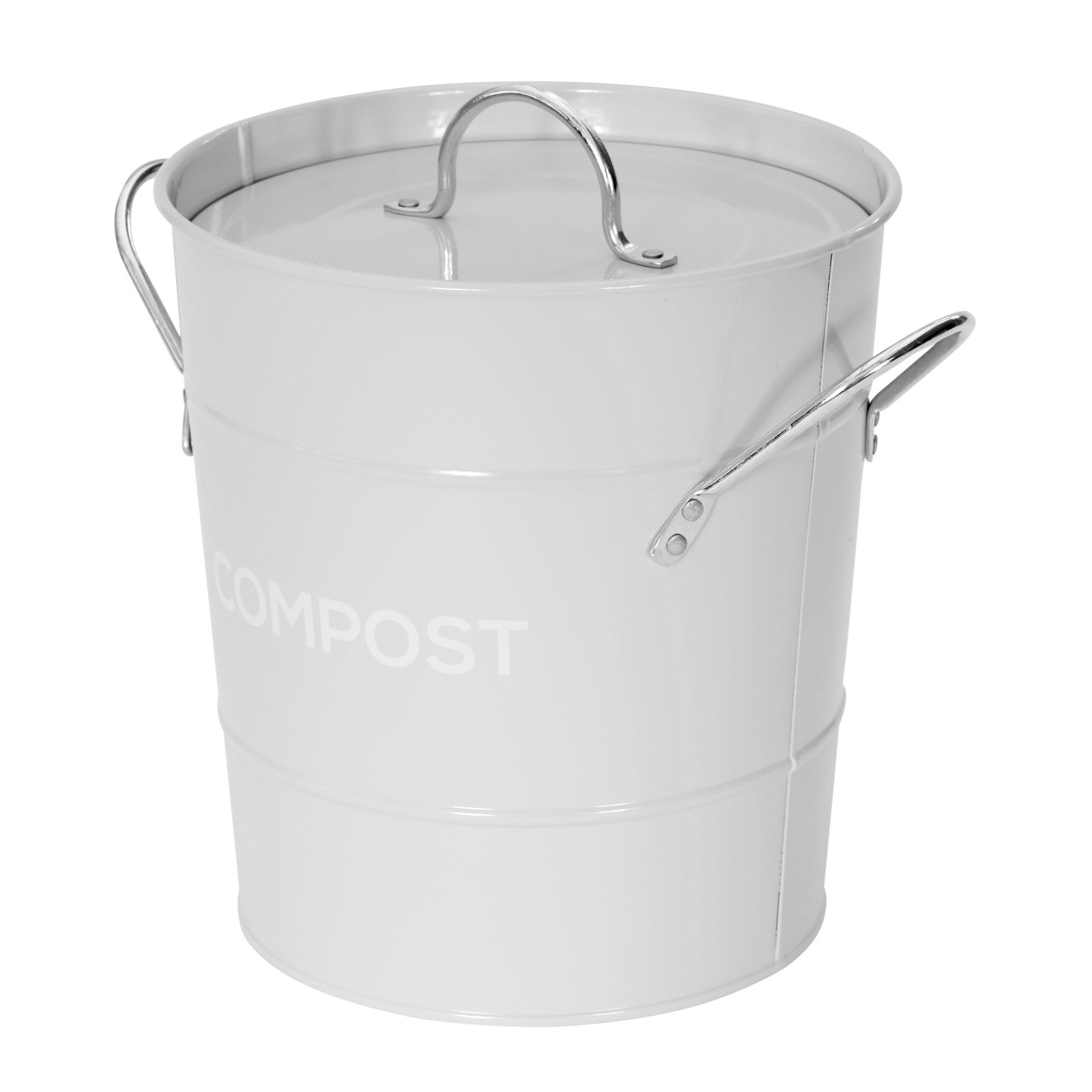 Light Grey Compost Caddy & 50x 6L Biobags - Kitchen Compost Bin - Metal ...
