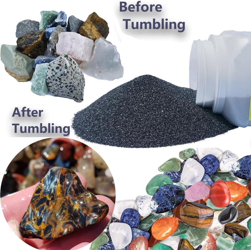 8 LBS Large Weight Rock Tumbler Grit Kit & Ceramic Tumbling Filler ...