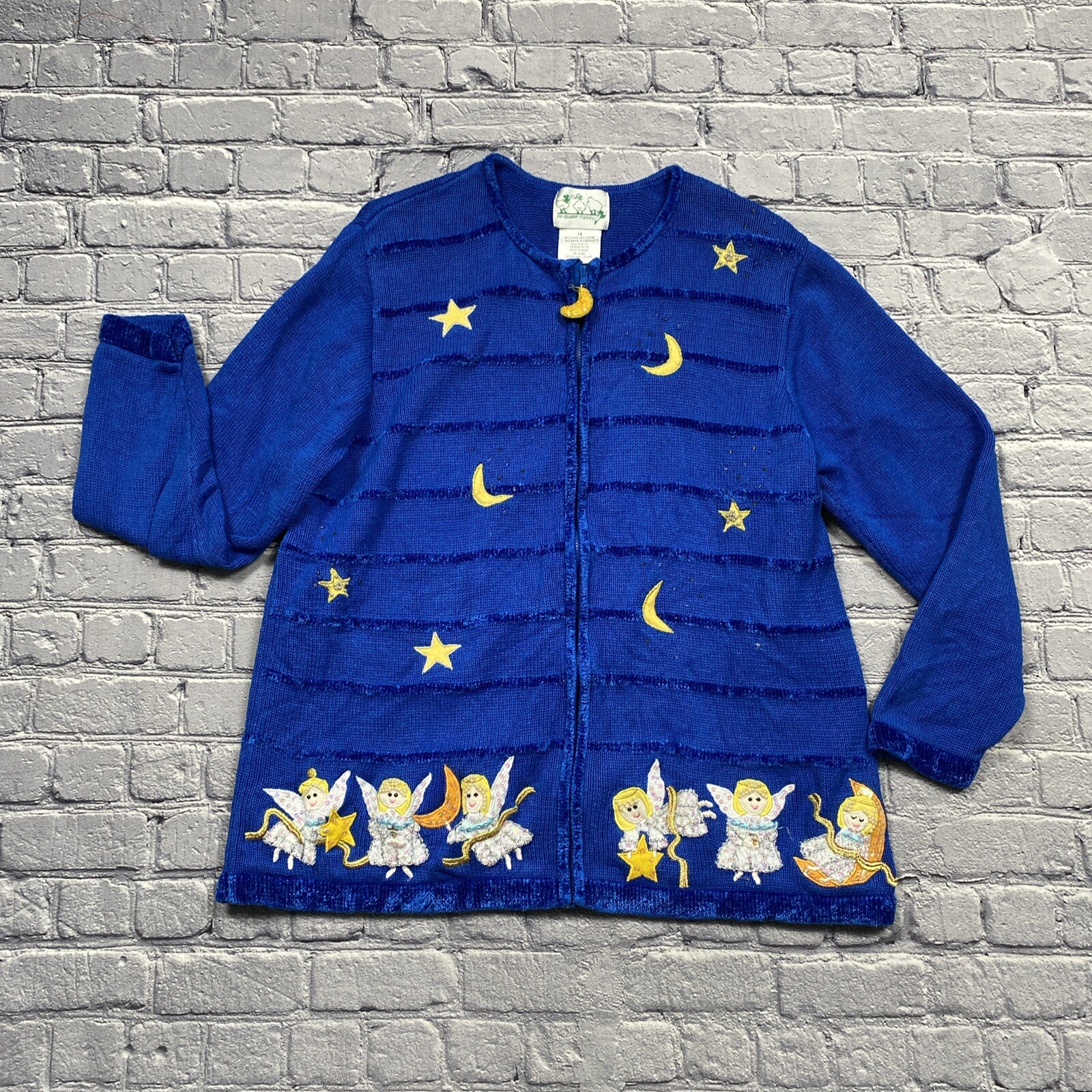 Vintage Quacker Factory Sweater 1X Celestial Angel Mo… - Gem