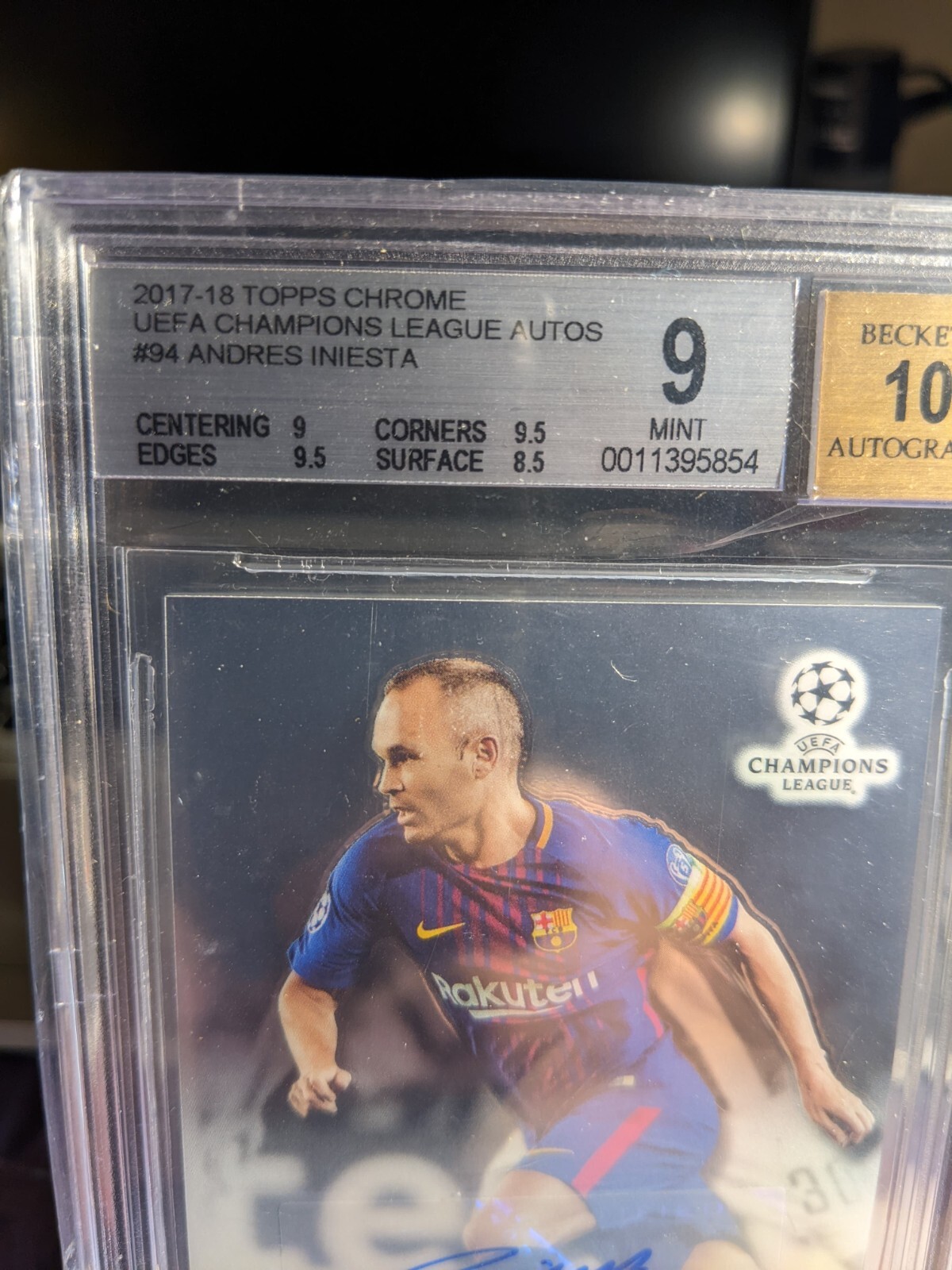 Andres Iniesta Autograph BGS 9 Graded Topps Chrome CL 17-18 #94 Auto 10 ...