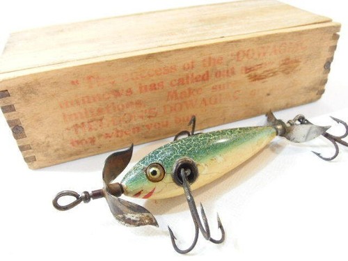 Heddon Dowagiac Minnow #100 Fancy Back Old Wood Lure With Original Box ...