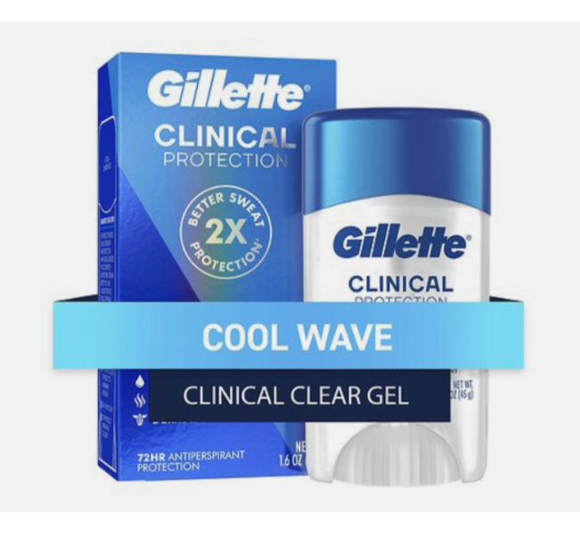 Gillette Clinical Antiperspirant Deodorant Clear Gel men's Cool Wave 1. ...