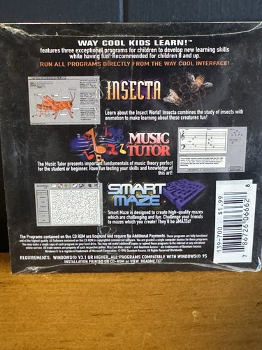 Vintage Way Cool Kids Learn! PC CD-ROM Educational Software Windows 3.1 ...