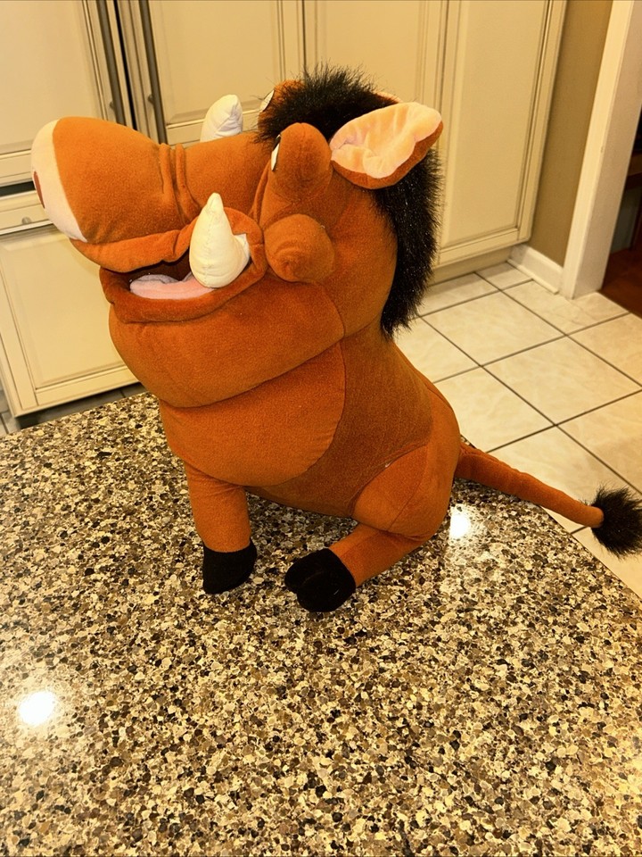 Vintage Disney Pumbaa The Lion King Large 15" Plush Toy With Grub Bugs ...