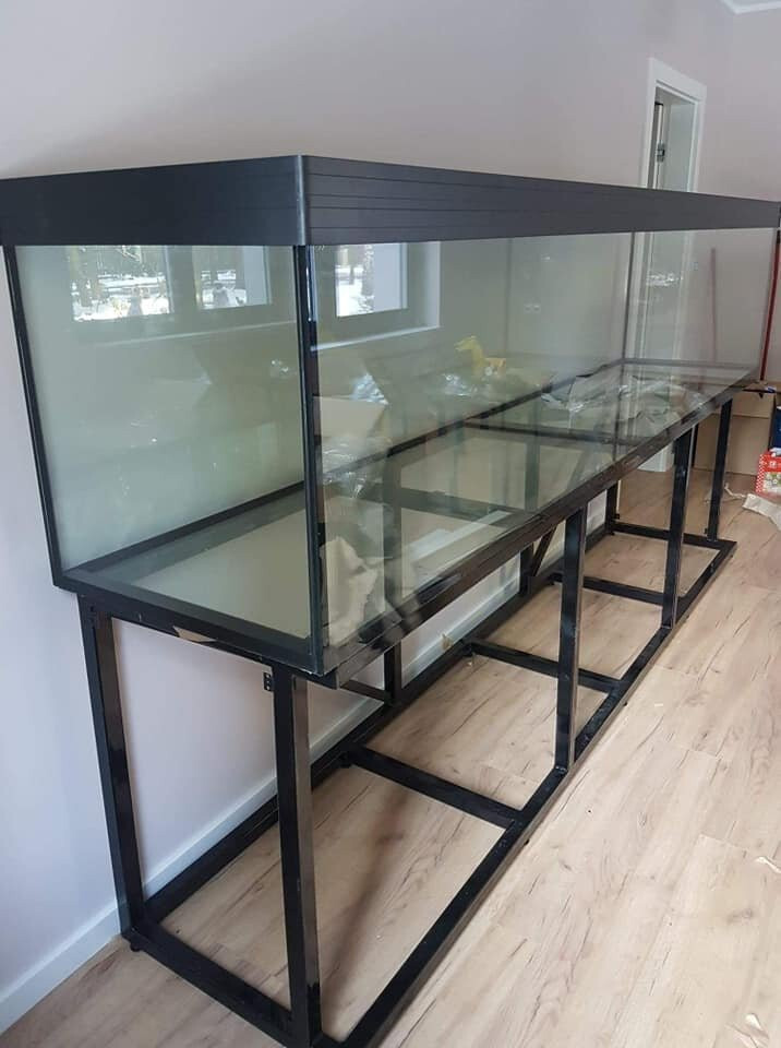 Large customer order aquarium with a metal frame, fish tank and stand ...