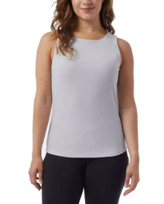 32 Degrees Cool Women's Soft Ribbed Fabric with Built-In-Bra Top, Gray ...