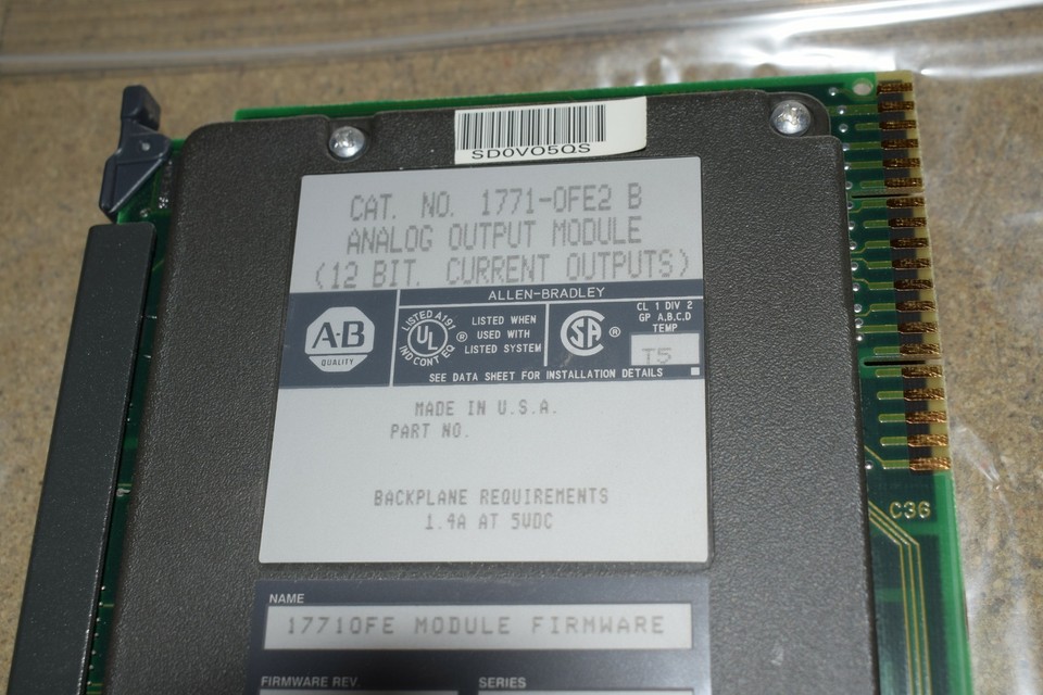 VG ALLEN BRADLEY 1771-OFE2 SERIES B ANALOG OUTPUT MODULE 12 BIT CURRENT ...
