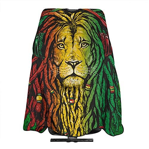 ONE TO PROMISE Lion Barber Cape Jamaican Flag Reggae Rasta Lion Red ...