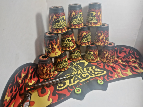 OFFICIAL WSSA SPEED STACKS CUP STACKING GAME SET BLACK FLAME, NEW, FREE ...