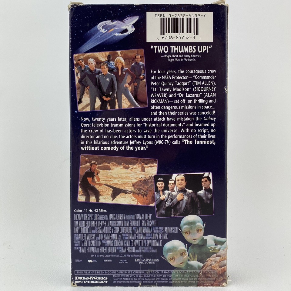 Galaxy Quest VHS 2000 Tim Allen Sigourney Weaver Video Cassette Free ...
