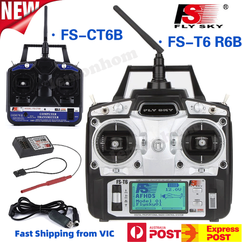 Flysky 2.4GHz 6CH Mode 2 Transmitter W/Receiver R6-B for RC Helicopter ...