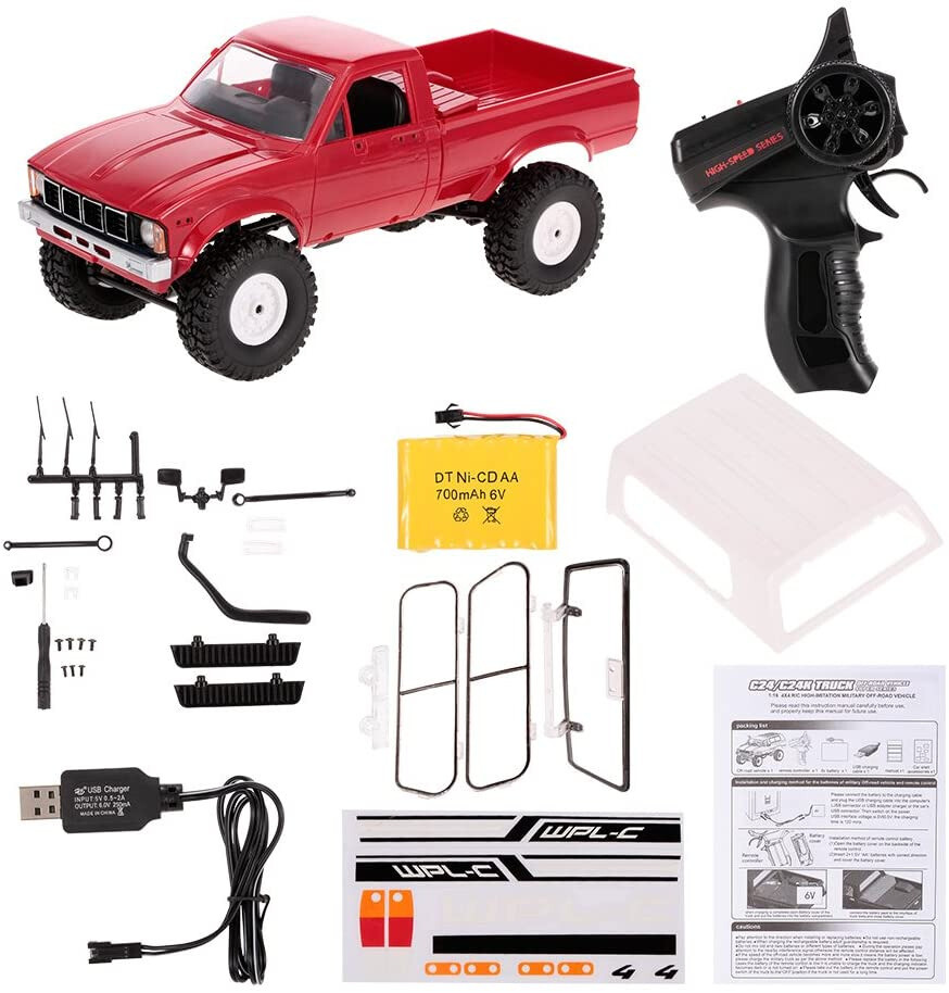 WPL RC Truck C24 1:16 4x4 4WD Scale Crawler Pickup Off Road RTR Car R/C ...