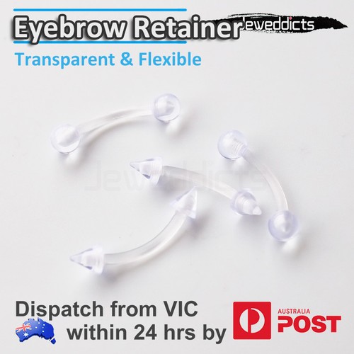 2-6pcs Eyebrow Retainer Bar Ring Piercing Barbell Clear Flexible Body ...