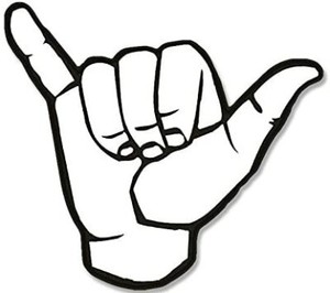 4x5.5 in Black/White Hang Loose Hand Shaped Sticker - Hawaiian Hawaii ...