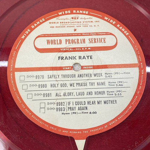 16” WPS Radio Transcription Record Frank Raye/Lyn Murray, Earl ...