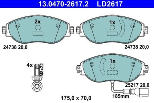 ATE Disc Ceramic Brake Pad Set For VW SKODA SEAT AUDI CUPRA Arteon ...