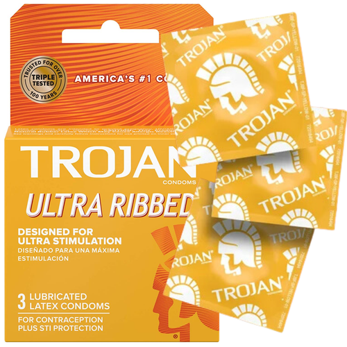 Stimulating Ultra Ribbed Lubricated Condoms 3ct Sexual Enhancer ...