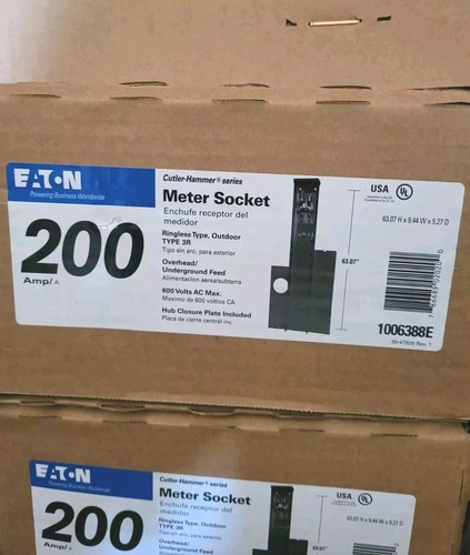 Eaton 1006388E 200 amp meter socket pedestal 786689020200| eBay