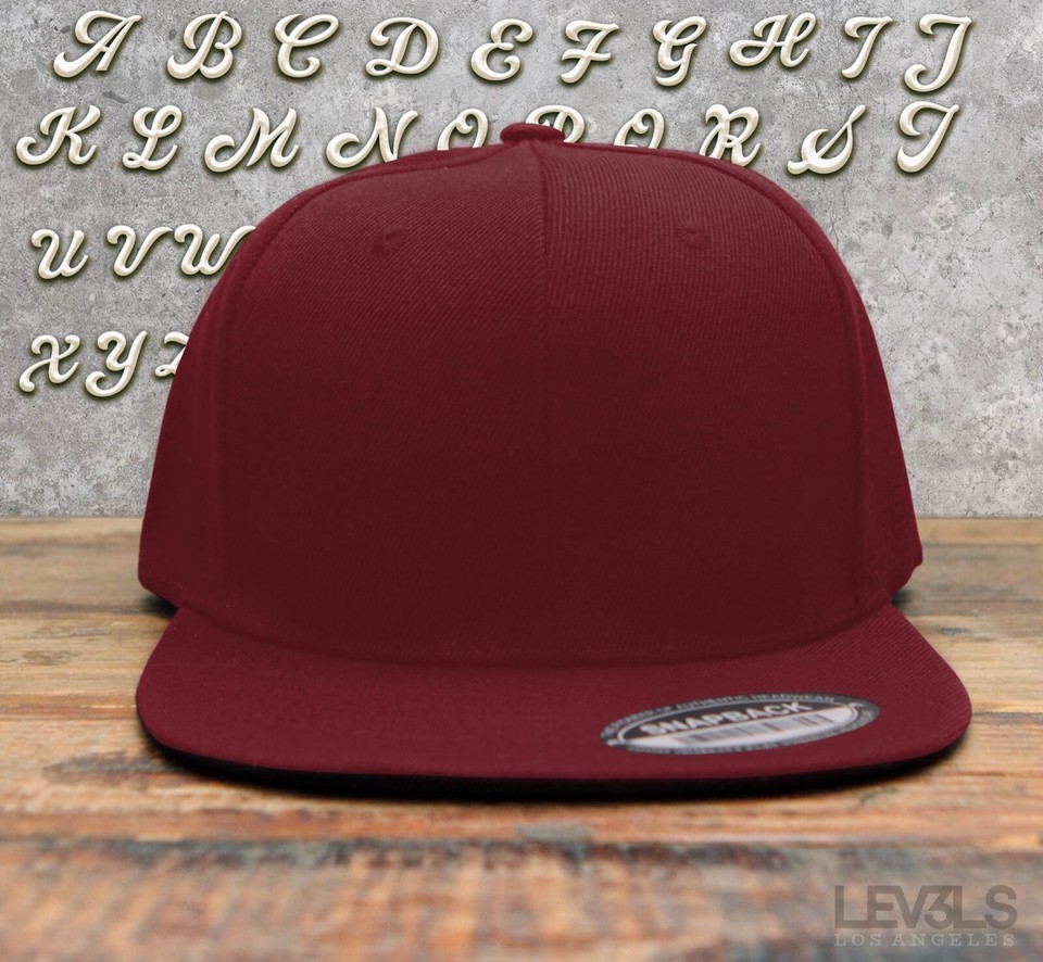 CUSTOM EMBROIDERED 3D YOUR LETTER SNAPBACK BASEBALL CAP SCRIPT FONT ...