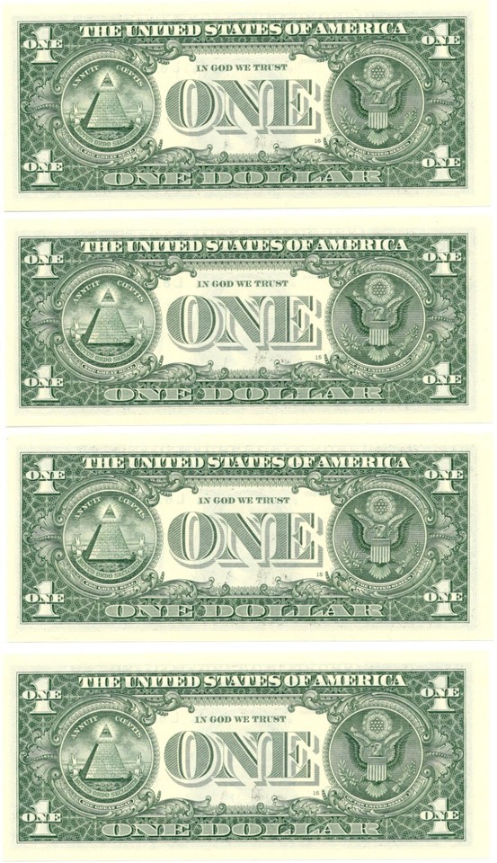Four Pair 1s 3s 8s Xs Fancy Serial Number One Dollar Bills Lot of 4 ...