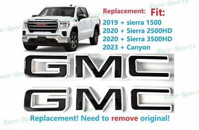 Front Rear White Black GMC Emblem 2020+ Sierra 1500 2500HD 3500HD 2023 ...