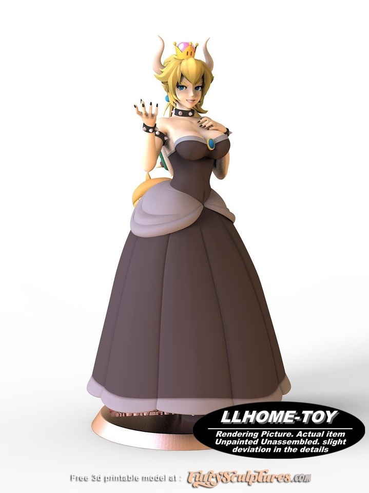 1/6 hot Bowsette girl Resin 3D Print model kit Unpainted GK statue ...
