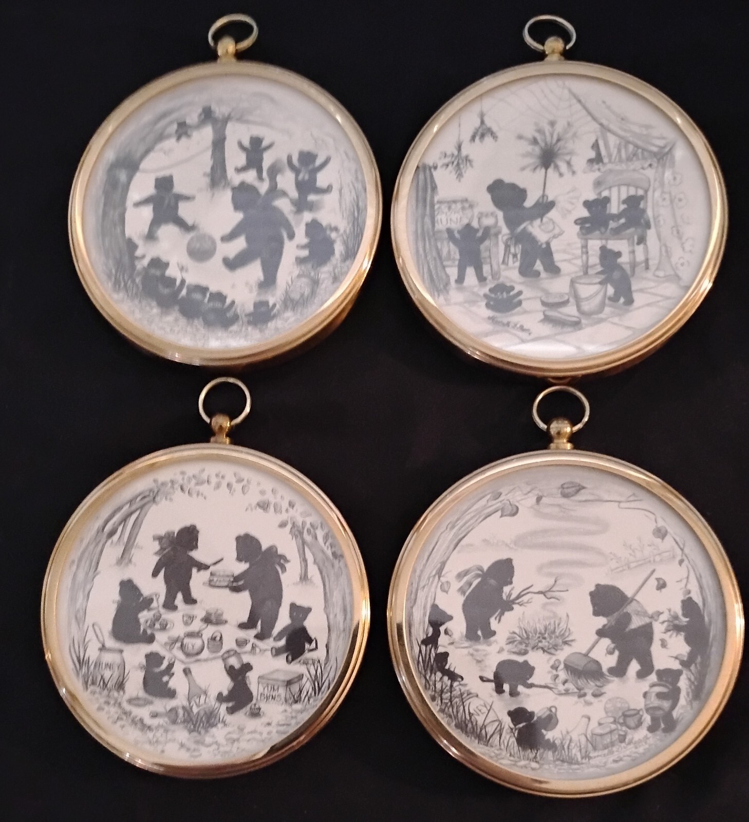 Vtg. 4 Seasons Teddy Bears In Silhouette By Marcelle D. Shears From ...