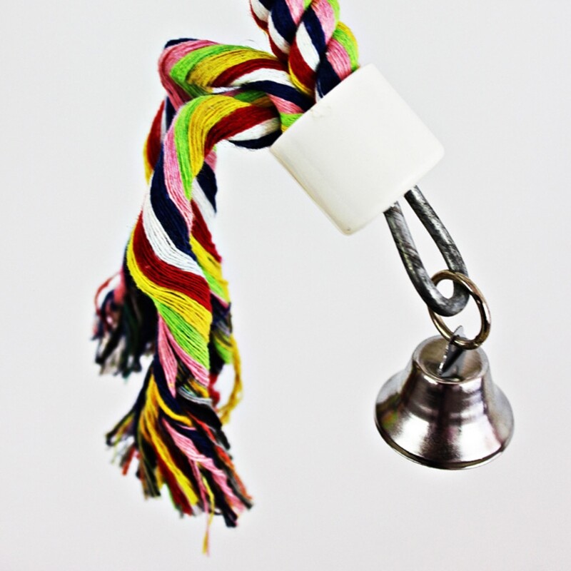 Bird Spiral-Rope Perch with Bell Bungee Chew Toy for Climbing Size 0.6 ...