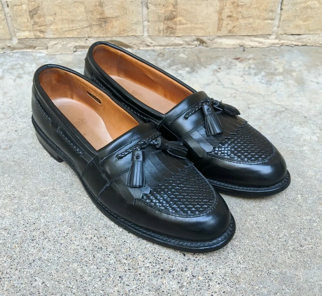 Allen Edmonds Cody USA Black Leather Woven Loafer Tassel shoes Men's 11 ...