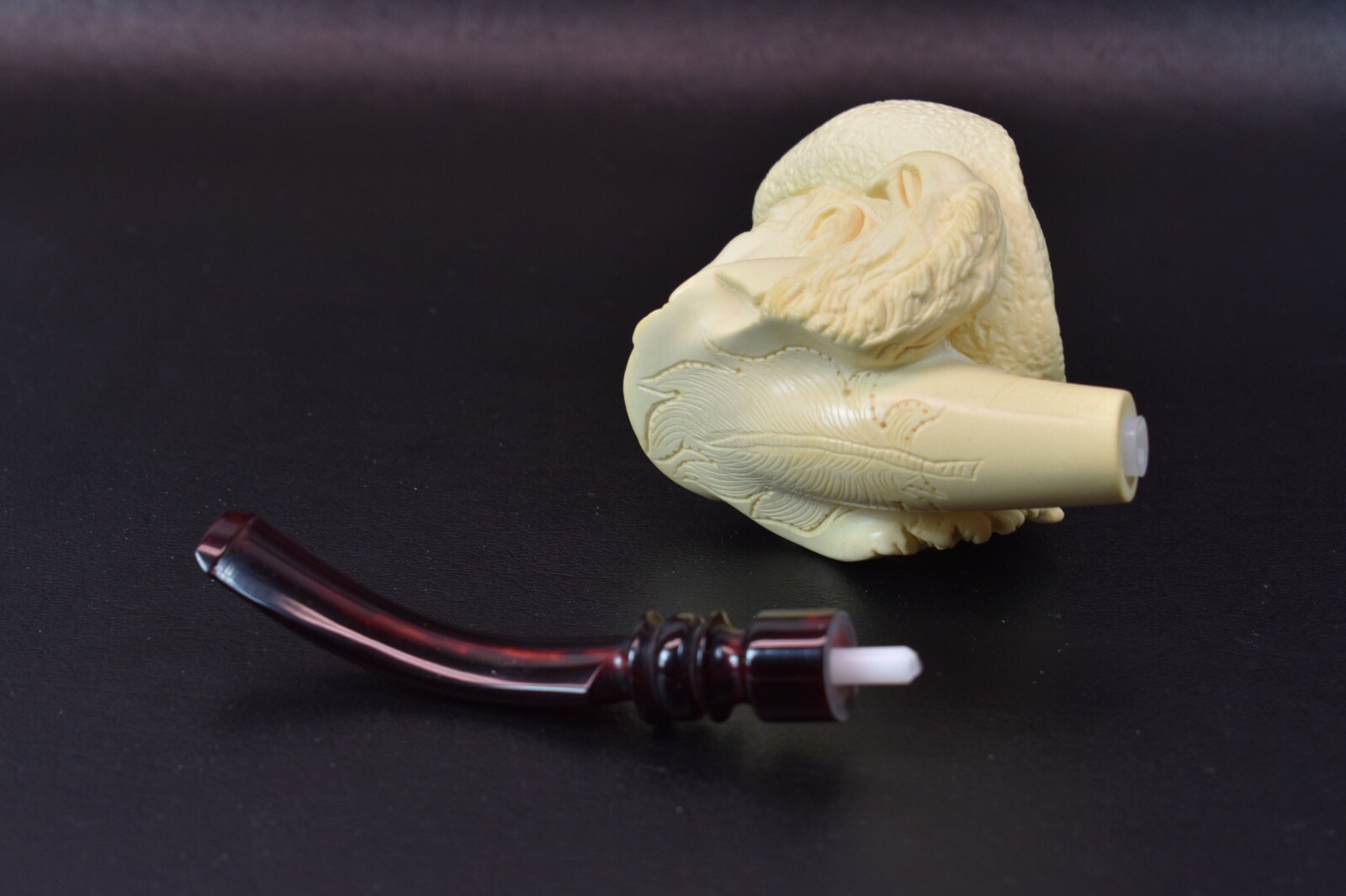 Large John Wayne Pipe By BATTAL Block Meerschaum-NEW HANDCARVED W CASE ...