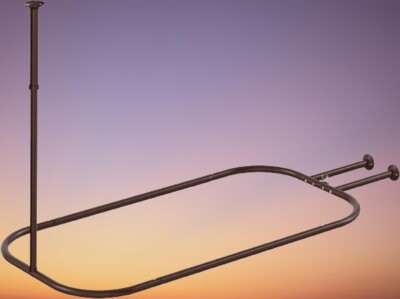 Shower Curtain Rod Hoop Square Shape Bathroom Heavy Duty No Rust Oval ...