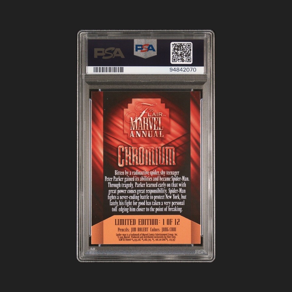 1995 Marvel Flair Annual Chromium Spider-Man #1 PSA 10 💎 🔥Fresh Grade🔥 ...