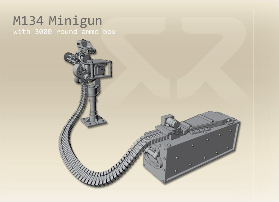 M134 Minigun on fixed mount - 1/35, 1/32, 1/24, 1/18, 1/16 resin model ...
