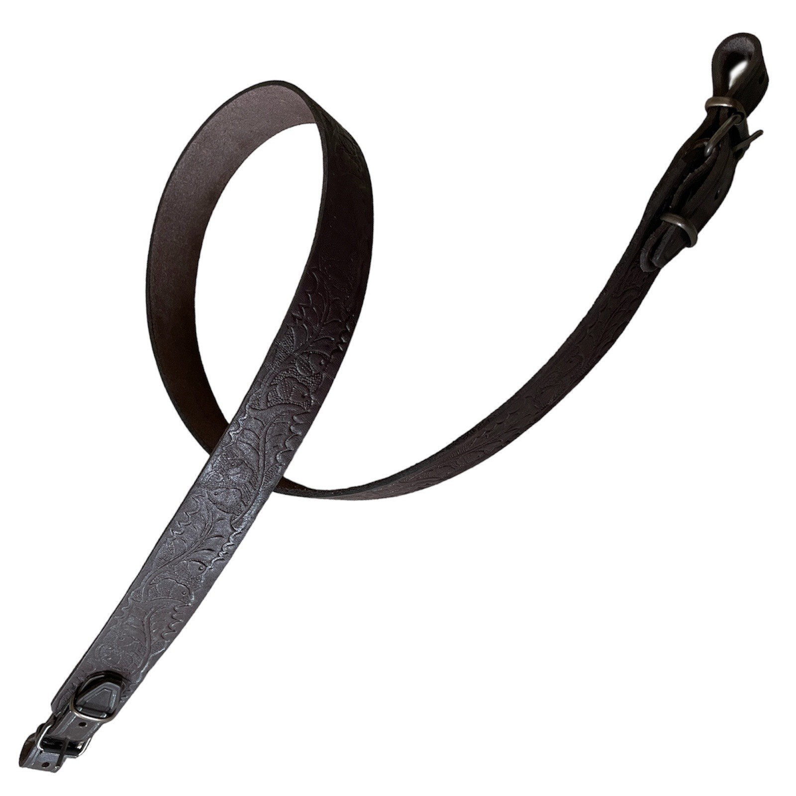 Oak Design Dark Brown Leather Rifle Sling Shotgun Air Gun Strap Hunting ...